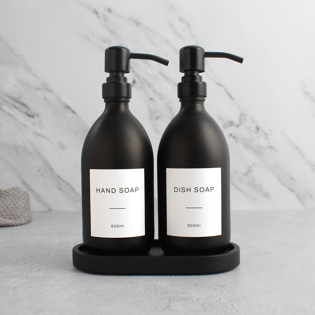 Black Tray & Matte Black Glass Dispenser Set – For Home & Businesses ...