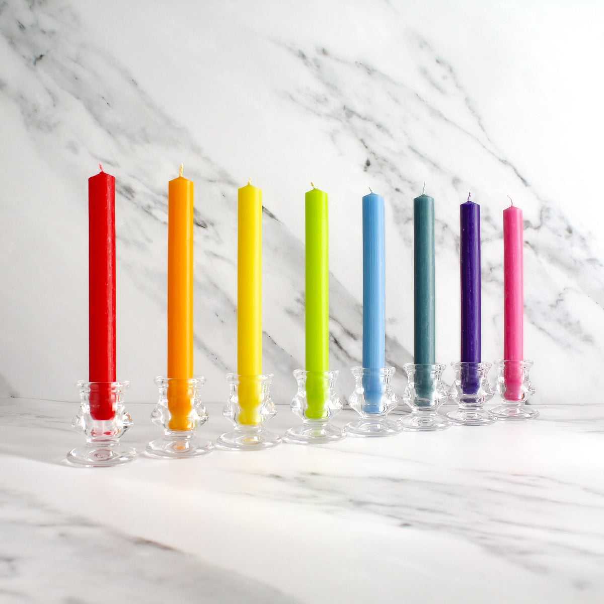 Rainbow Colourful Tall Dinner Candles 8 Pack | Free Shipping | Namie ...